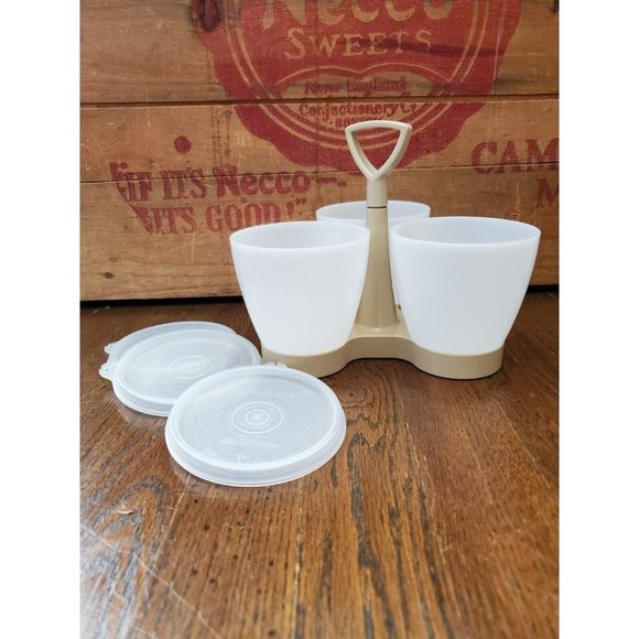 Tupperware | Kitchen | Vtg Tupperware Condiment Caddy Beige White 3 ...